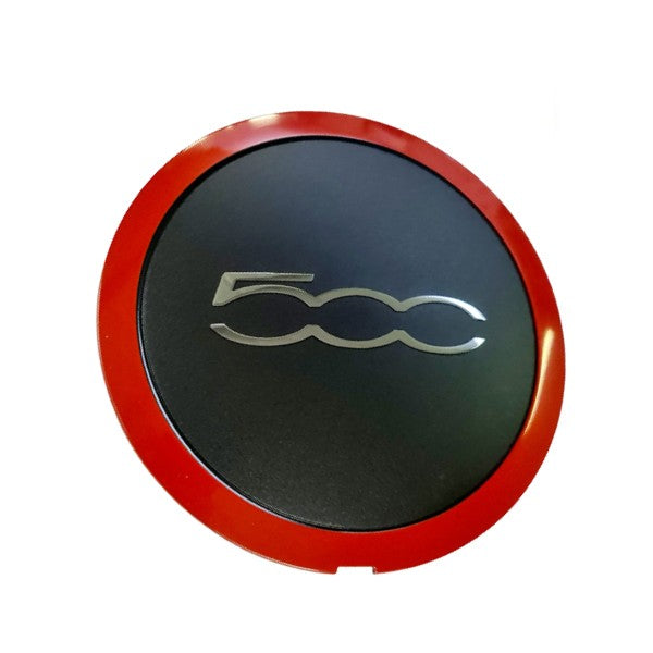 Genuine Fiat 500 - Alloy Wheel Centre Cap, Red Trim | 51877477